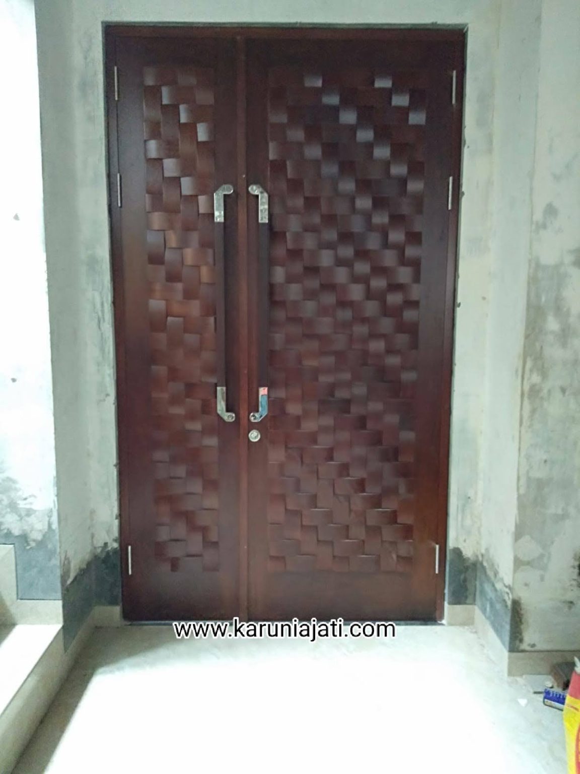 Pintu Merbau Model Anyaman/Pintu Klasik Modern - PK Karunia Jati